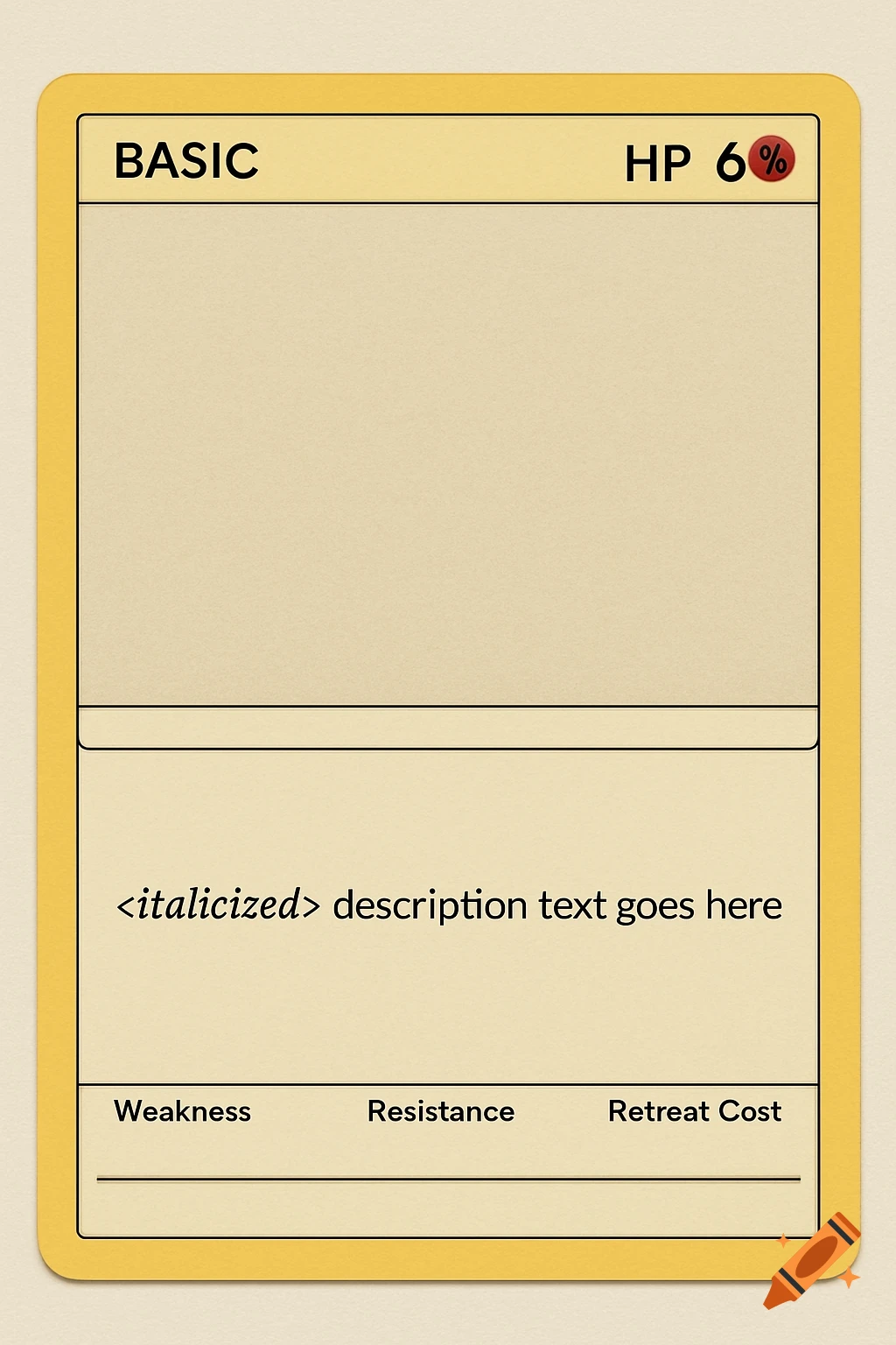 Blank trading card template in the style of a Pokemon card with ...
