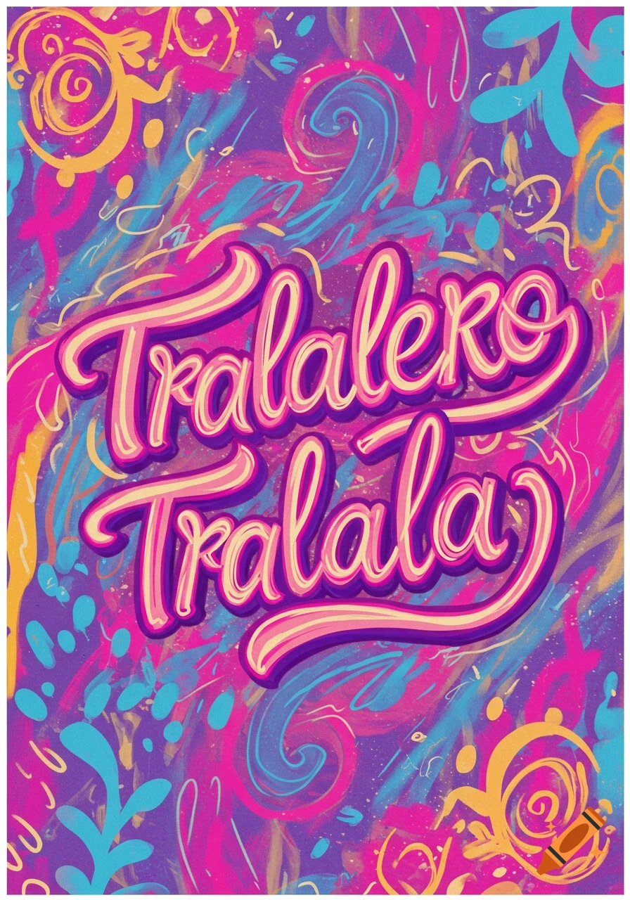 Colorful abstract background with large stylized text saying 'Tralalero Tralala' on Craiyon