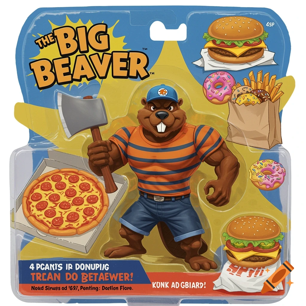 Cartoon beaver action figure called 'The Big Beaver' in blister ...