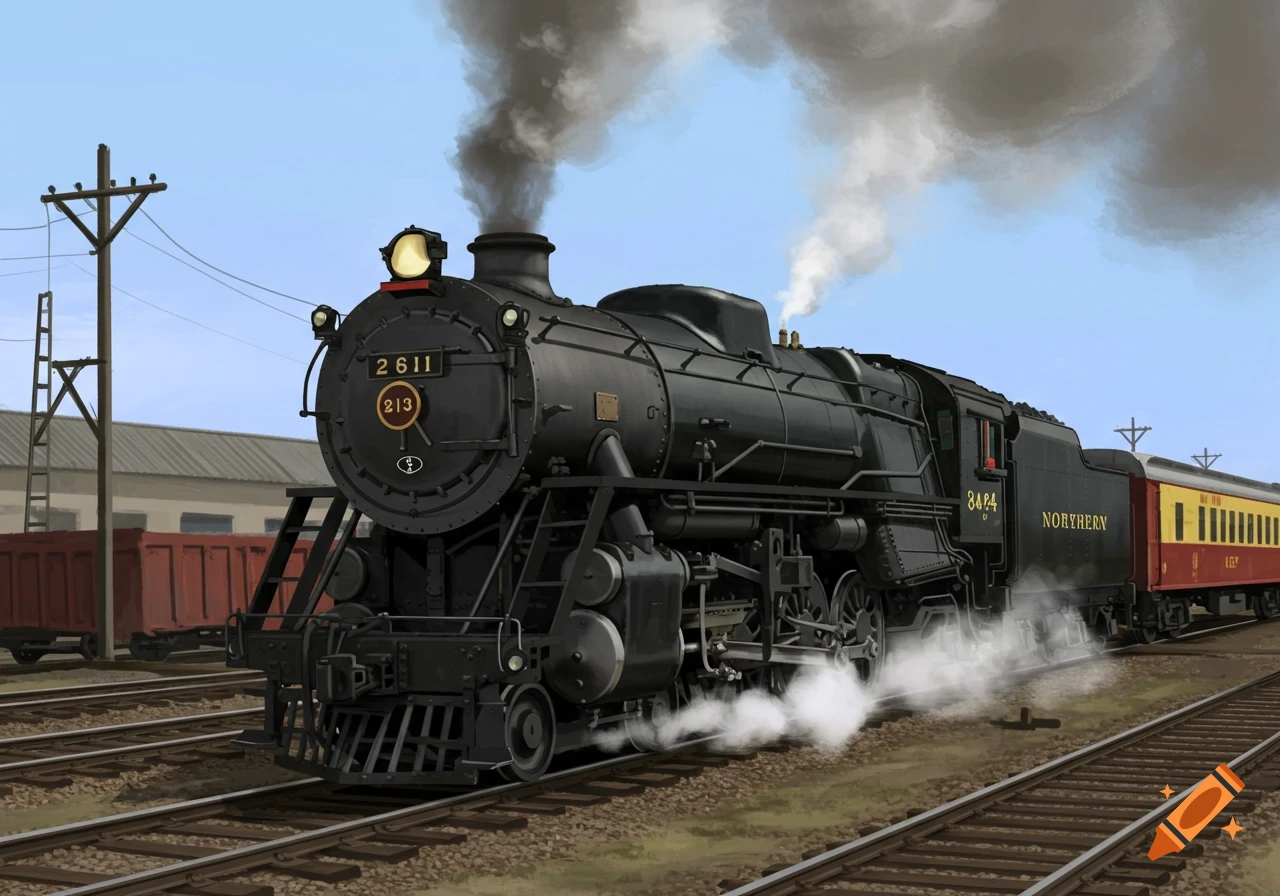 A black steam locomotive with smoke coming from its stack, pulling ...