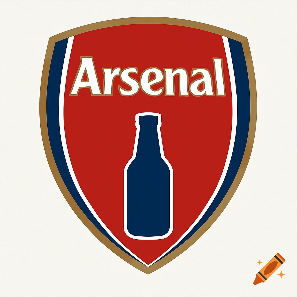 Arsenal logo shield with a bottle silhouette in the center on Craiyon