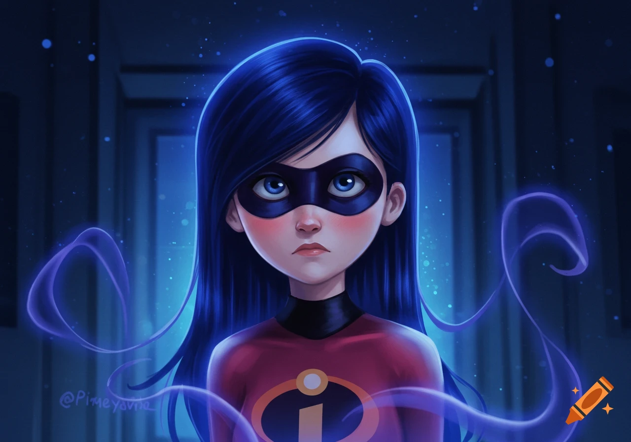 Digital painting of Violet Parr from The Incredibles wearing her mask ...