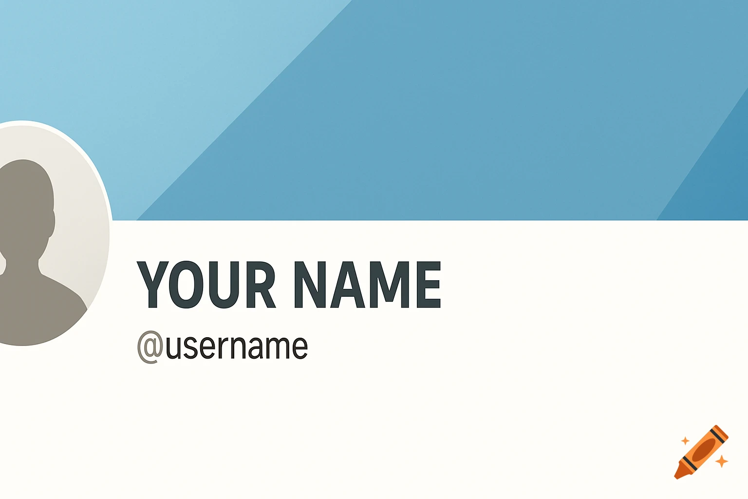A profile banner layout with placeholder text 'YOUR NAME' and ...