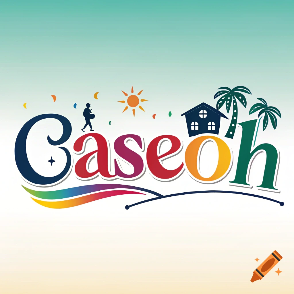 Colorful logo for "CaseOh" with illustrations of a person, house, sun ...