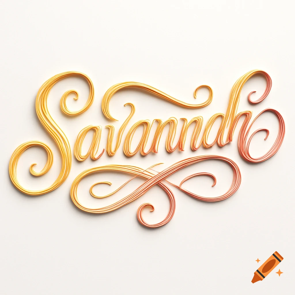 3D calligraphy spelling 'Savannah' with a yellow and orange gradient ...