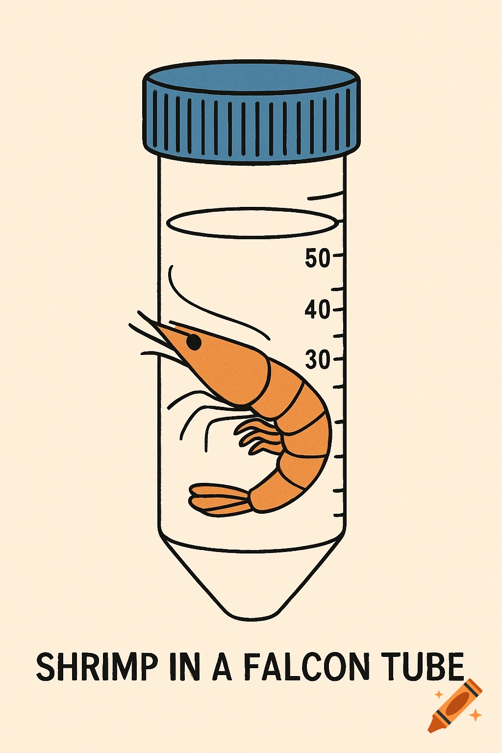 Illustration of a shrimp inside a graduated test tube with volume ...