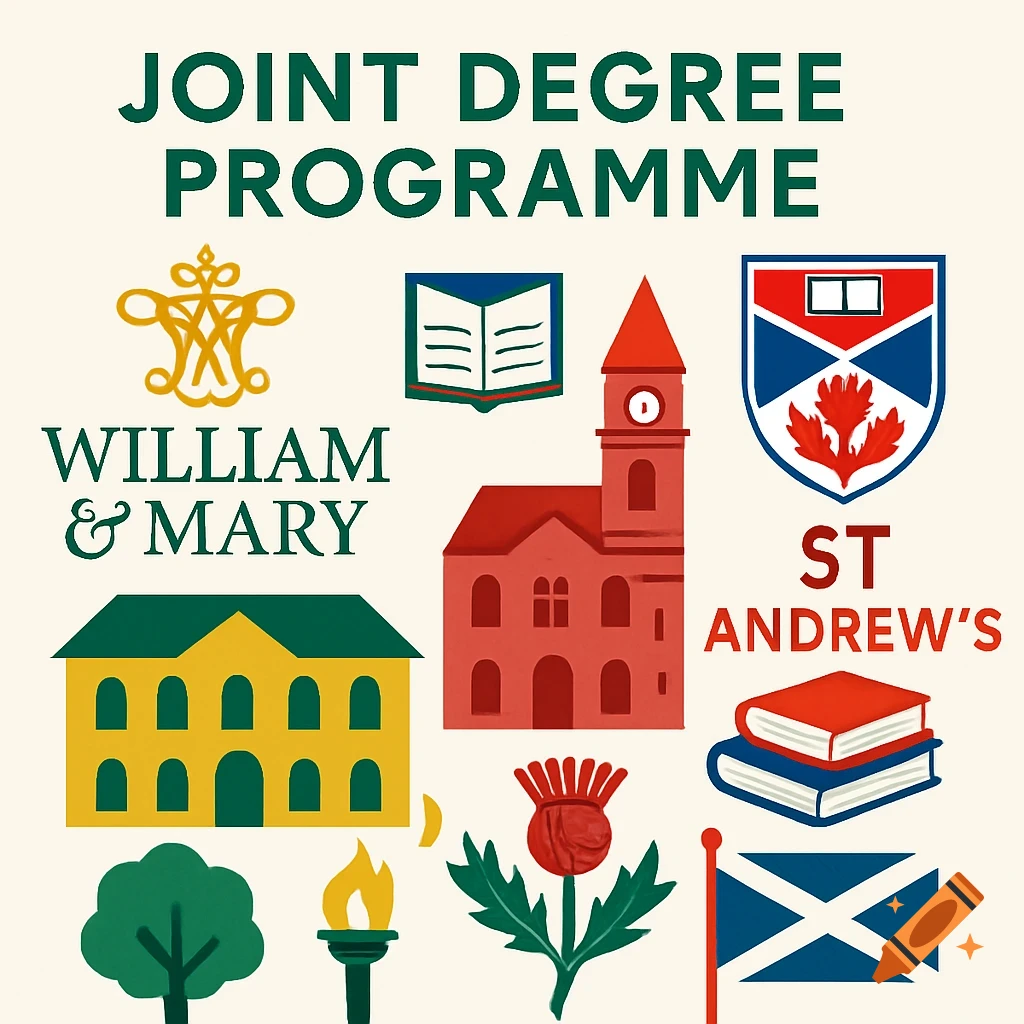 Clip art symbols for a university joint degree program, including text ...