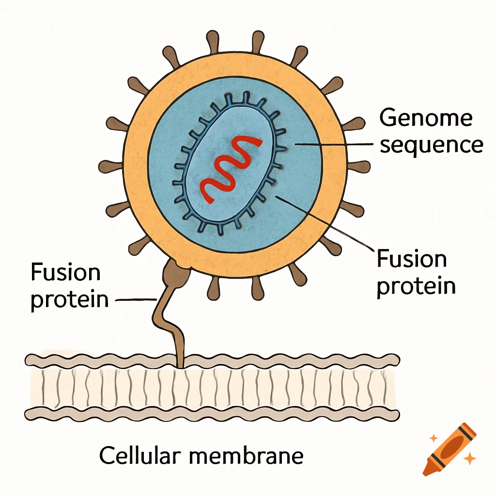 Diagram illustrating a virus attaching to a cellular membrane via ...