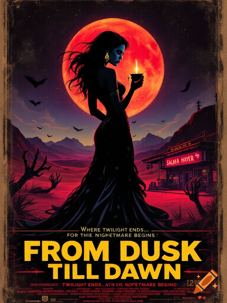 Vintage grindhouse horror movie poster for From Dusk Till Dawn ...