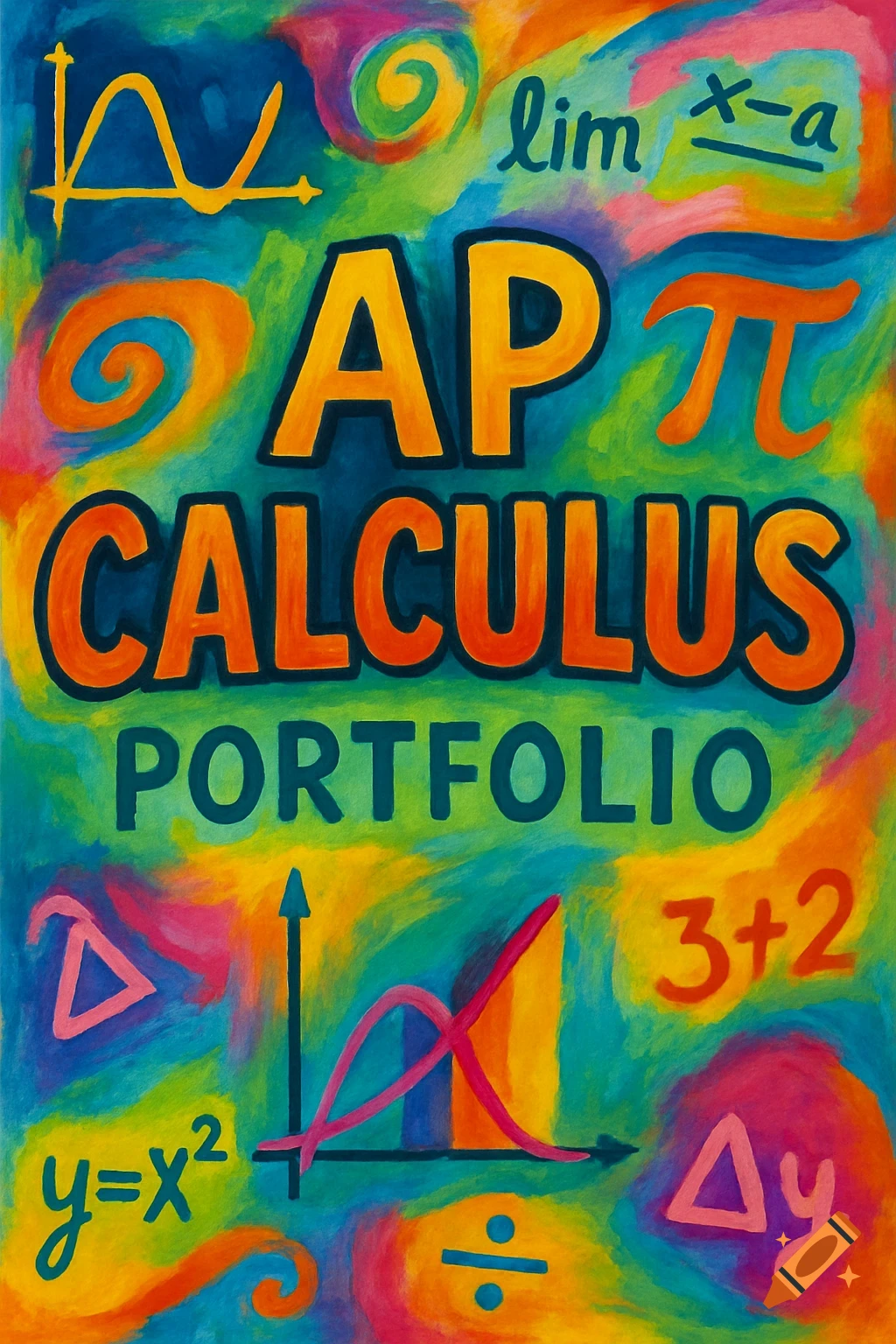 Colorful abstract cover with 'AP CALCULUS PORTFOLIO' text and math ...