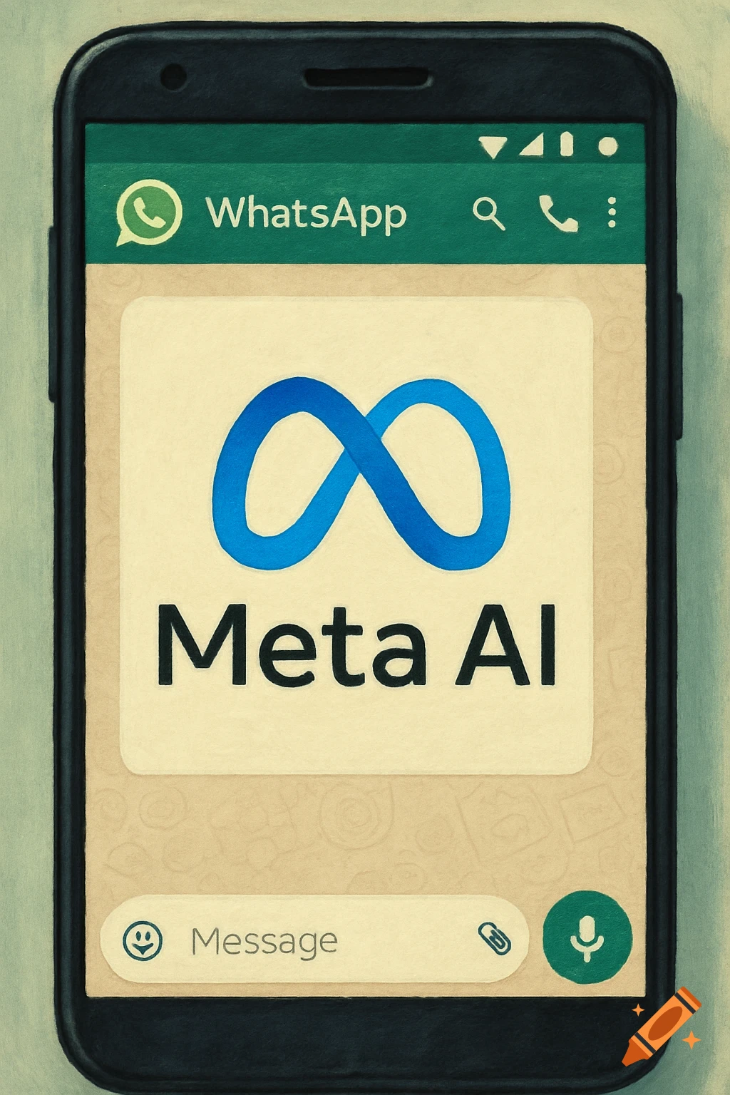 Smartphone screen displaying the Meta AI logo and text within the ...