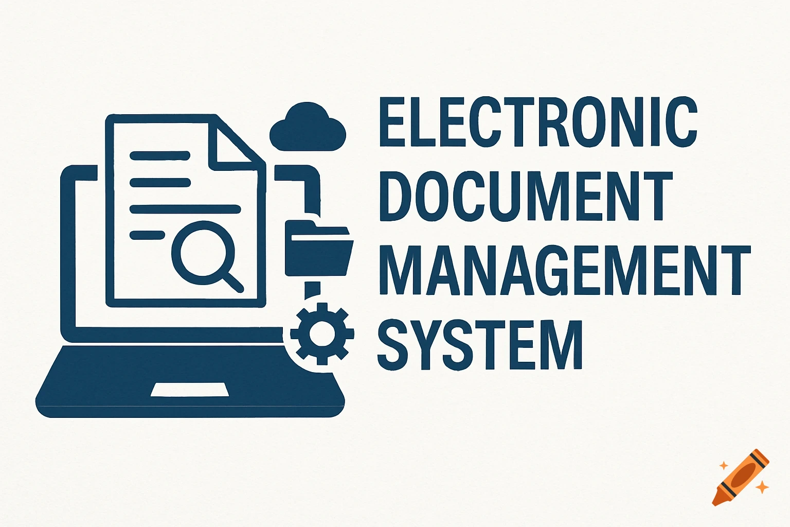 Icon for electronic document management system showing laptop, file ...