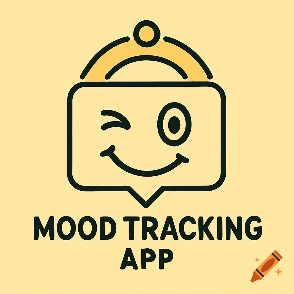 Funny cartoon logo for a mood tracking app featuring a winking smiley ...