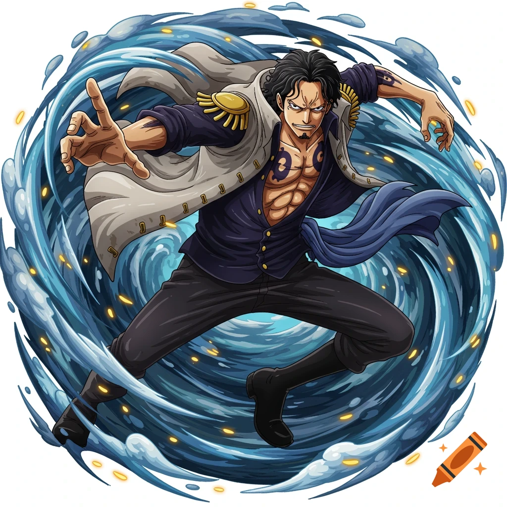 Anime character Rob Lucci in a dynamic pose surrounded by swirling ...