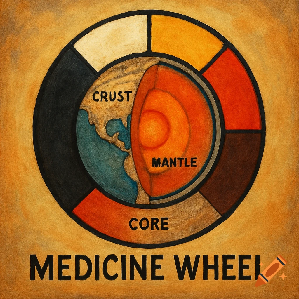 Illustration of Earth's layers (crust, mantle, core) combined with a ...