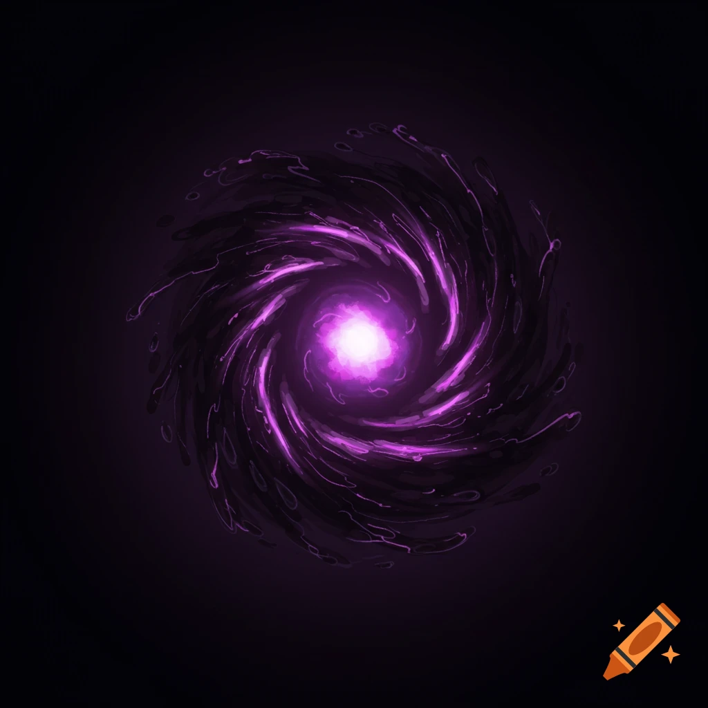 A glowing purple vortex or swirling matter with a bright white center ...