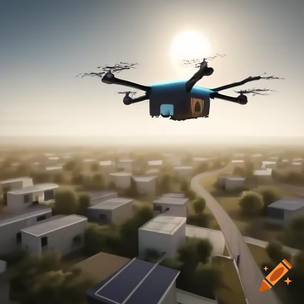 Futuristic solar-energy project with drones flying over village in Iran ...