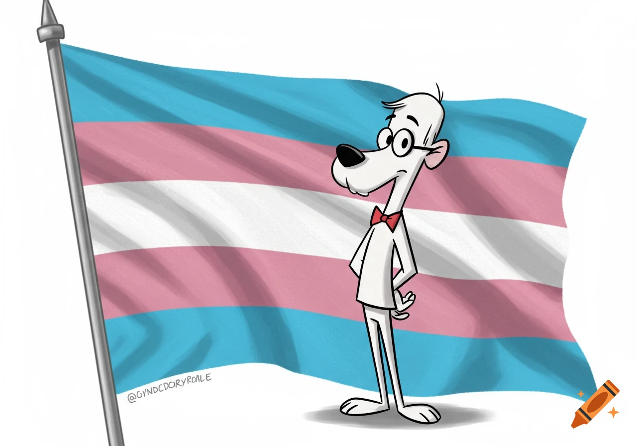 Cartoon dog resembling Mr. Peabody standing in front of a transgender ...