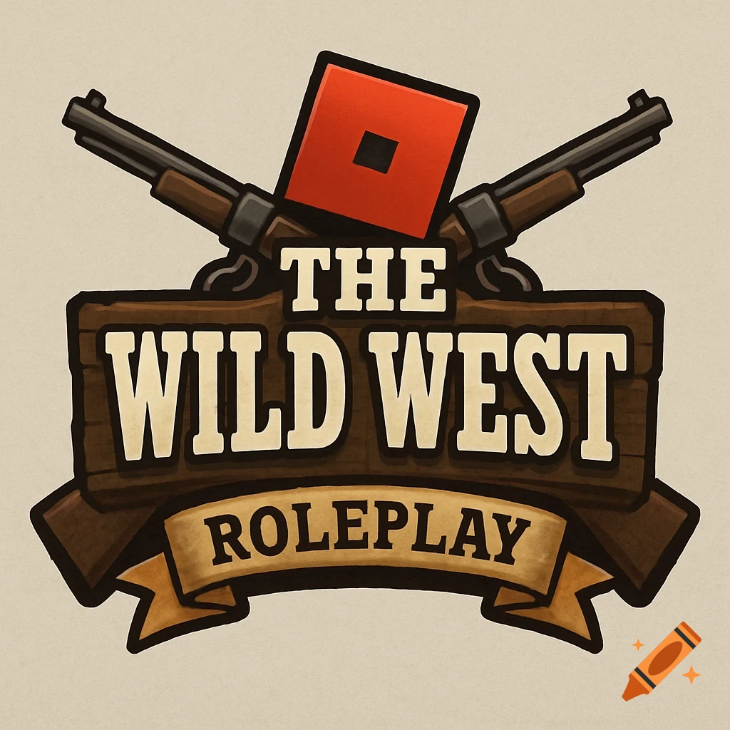 A Roblox Wild West Roleplay game logo featuring crossed rifles, a ...
