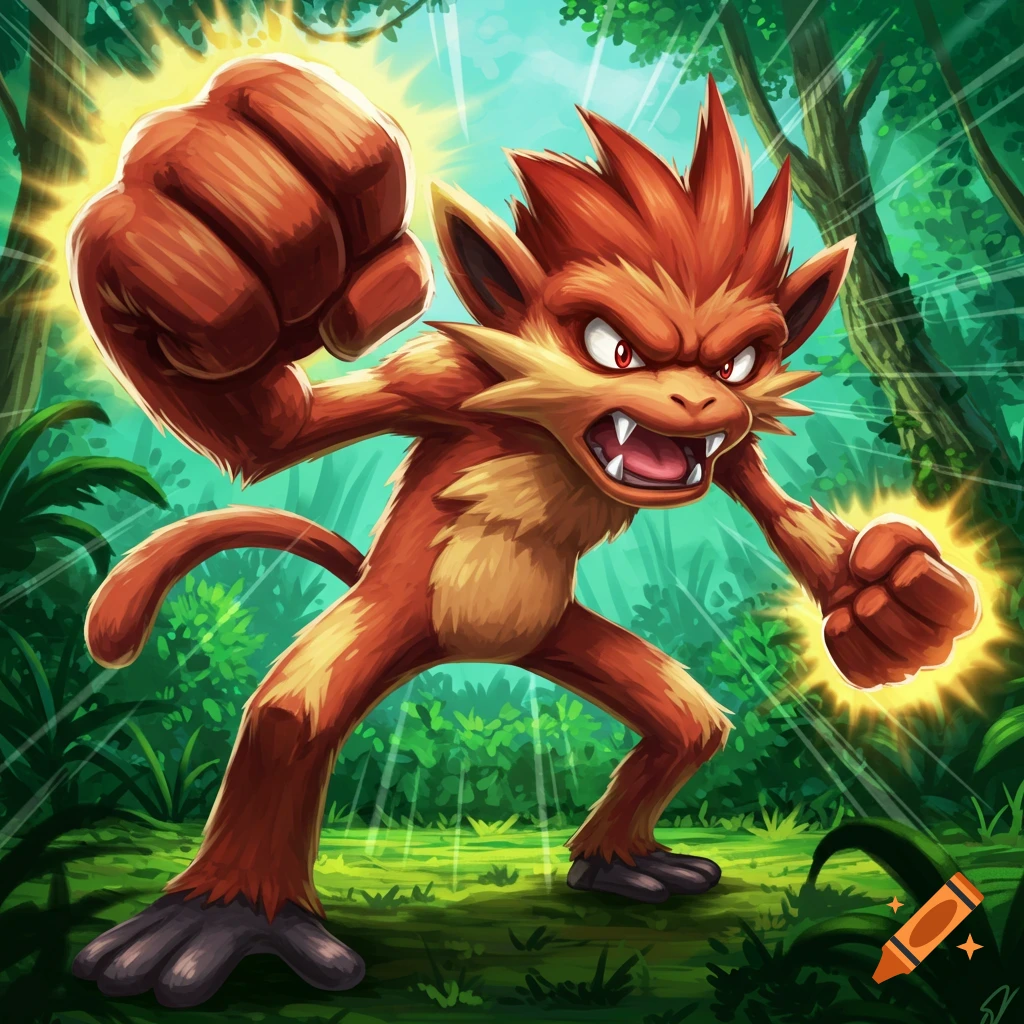 A cartoon-style monkey-like creature resembling Primeape from Pokemon ...
