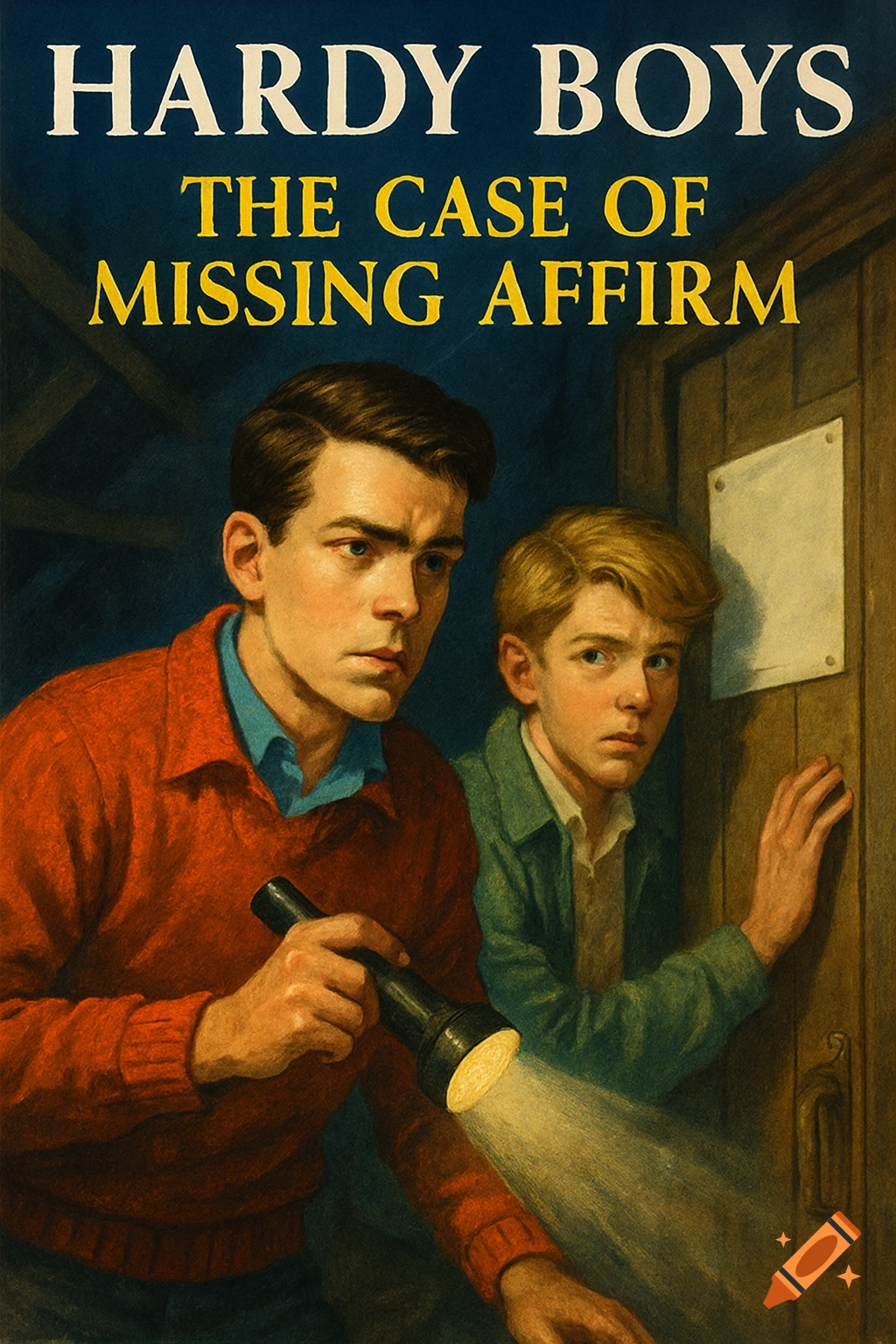 Hardy Boys book cover illustration of two boys with a flashlight ...