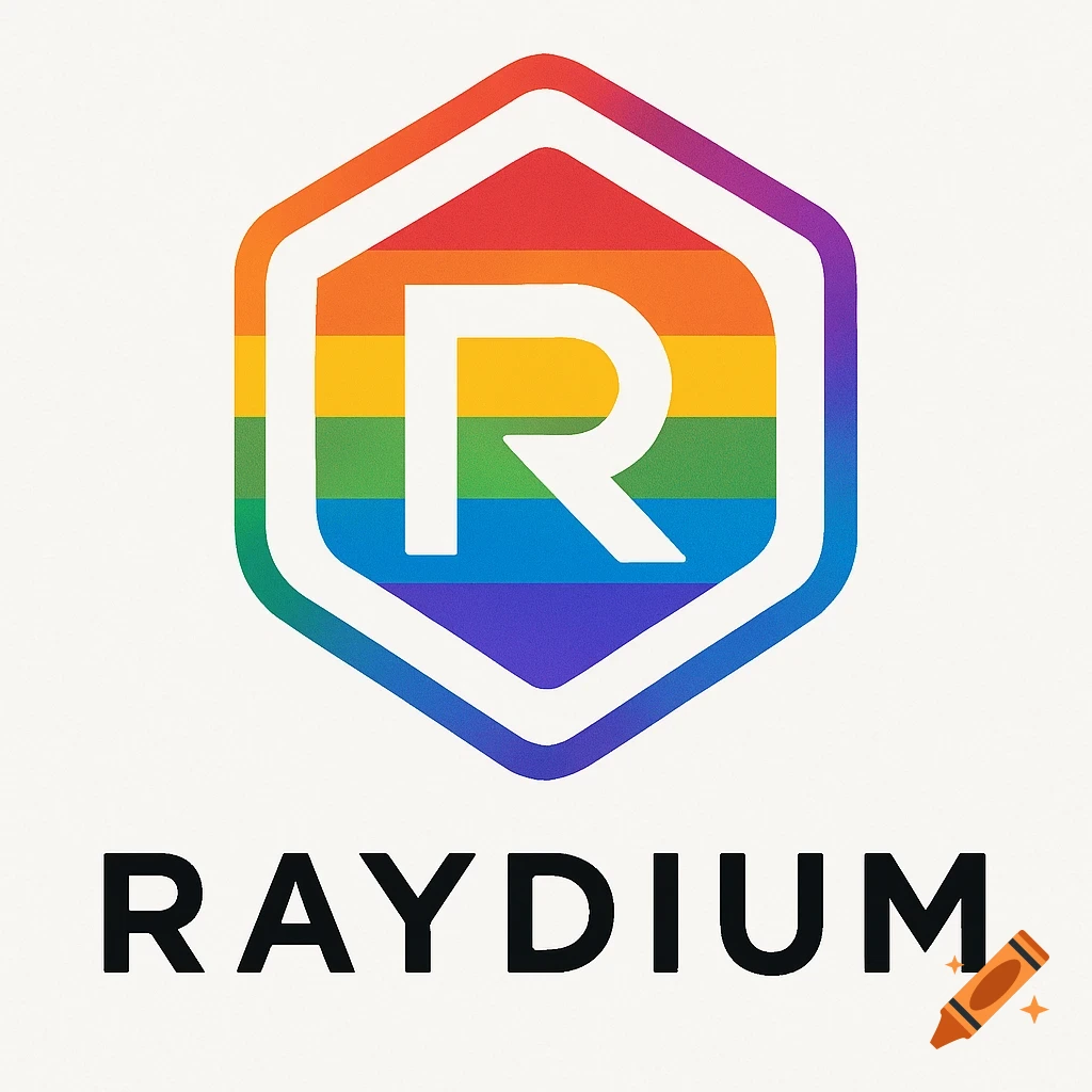 Raydium logo featuring a rainbow hexagonal shape with a white R inside ...