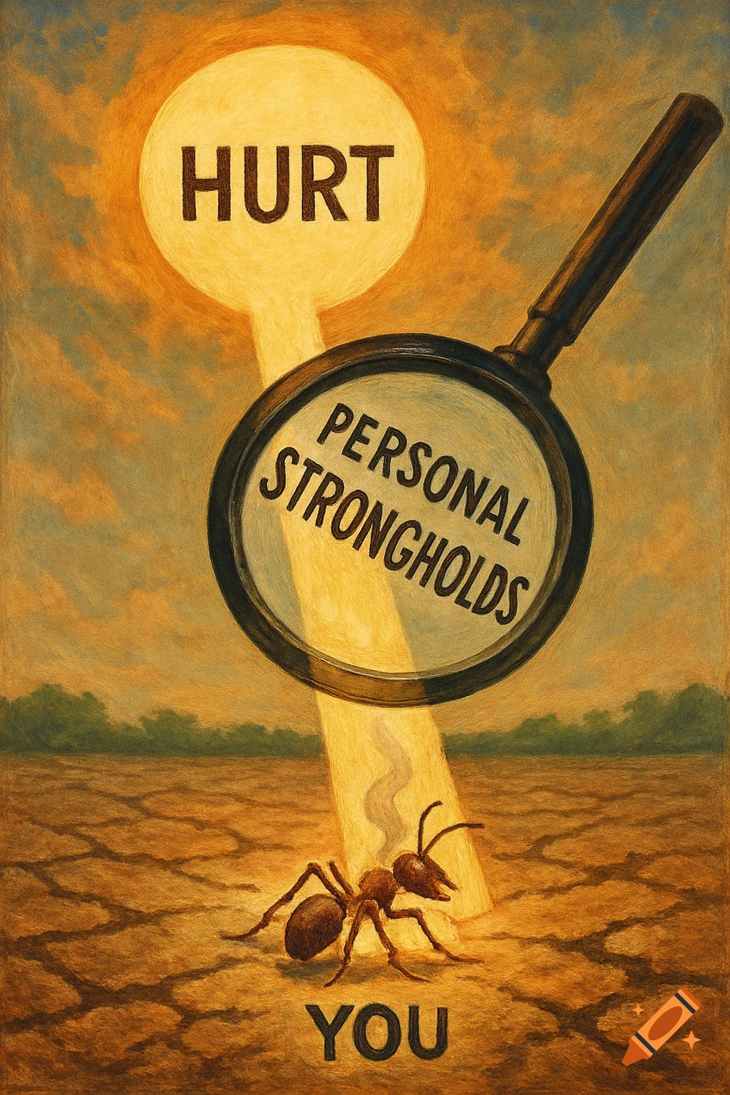 Illustration of a magnifying glass labeled 'PERSONAL STRONGHOLDS ...