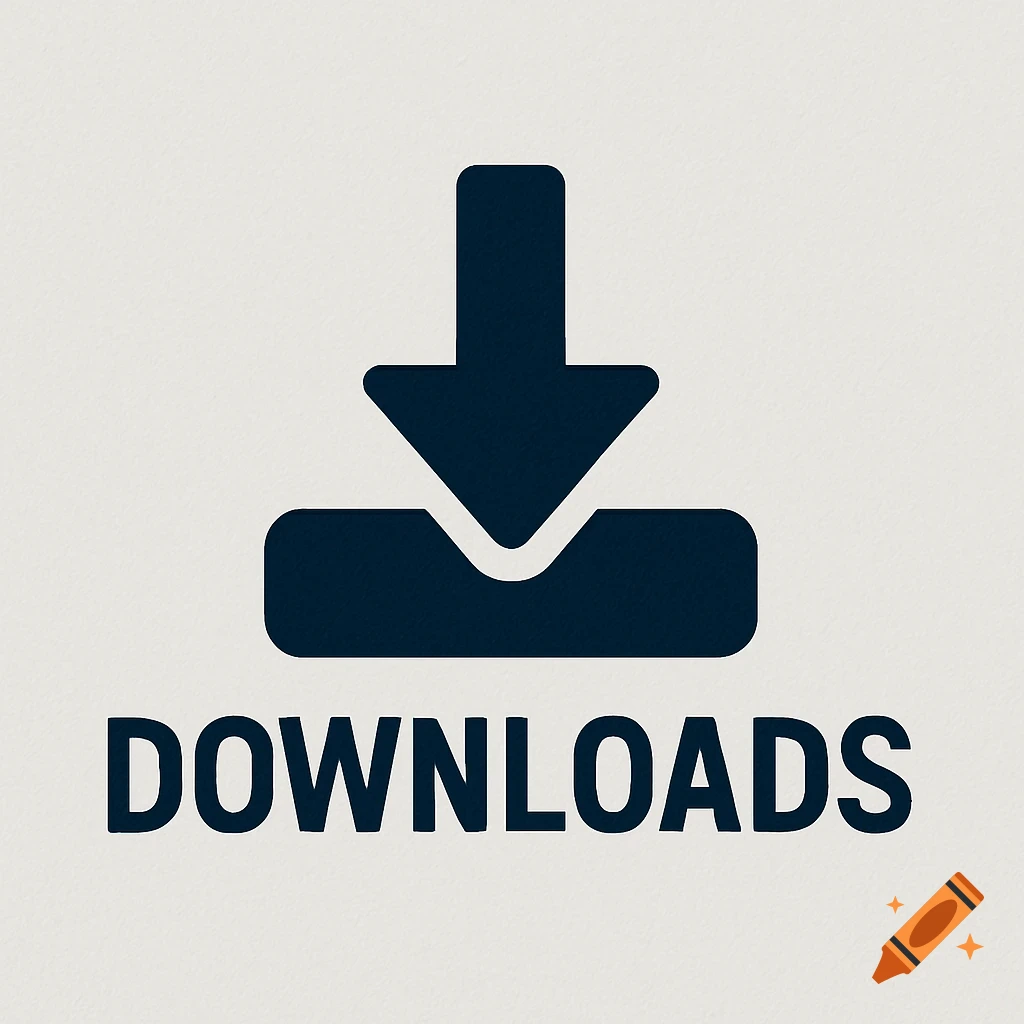 Simple graphic download icon with the word DOWNLOADS below it. on Craiyon
