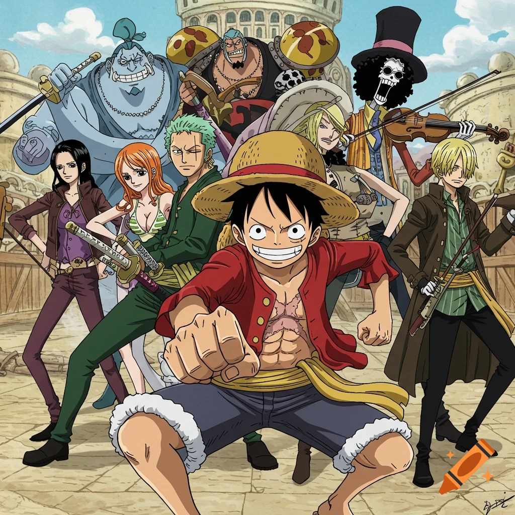 Illustration of the Straw Hat Pirates crew from One Piece posing ...