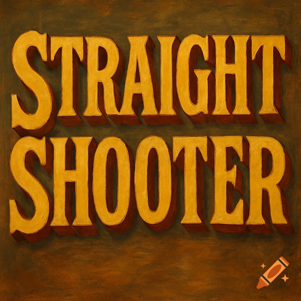 The words STRAIGHT SHOOTER in a golden western style font with shadow ...