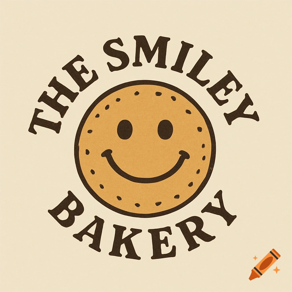 Logo for The Smiley Bakery featuring a smiley face cookie with text ...