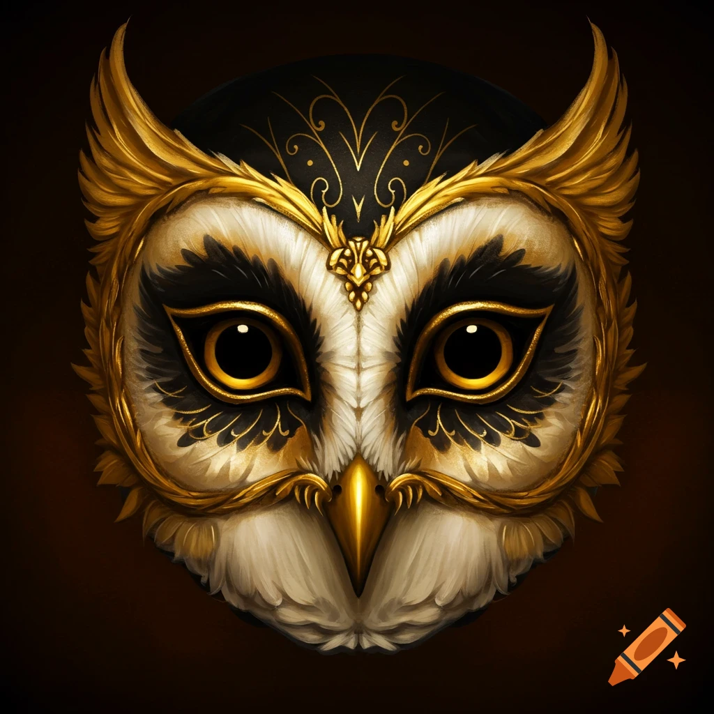 Close-up illustration of a detailed, golden and black Venetian mask ...