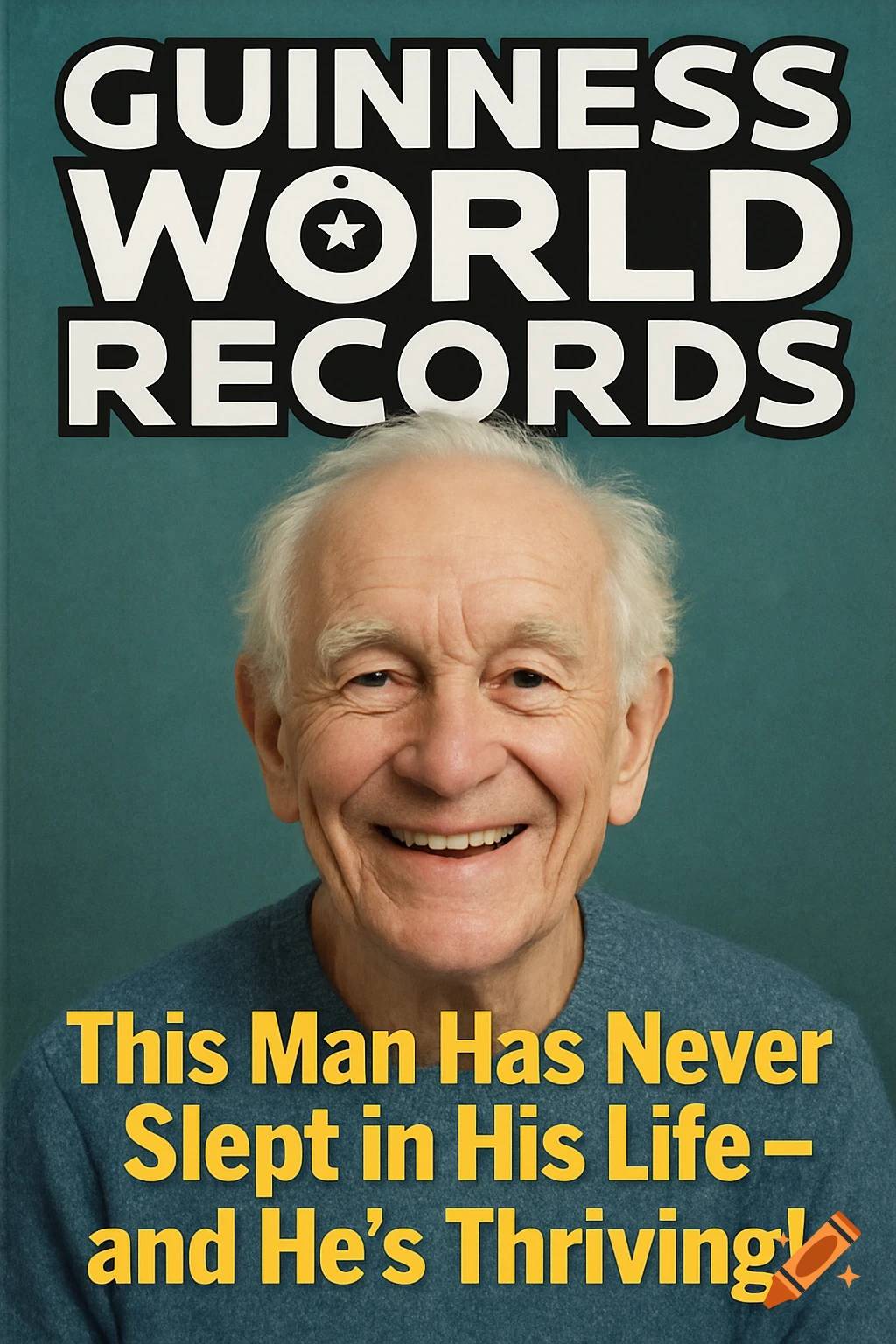 Magazine cover with smiling old man, title Guinness World Records and ...