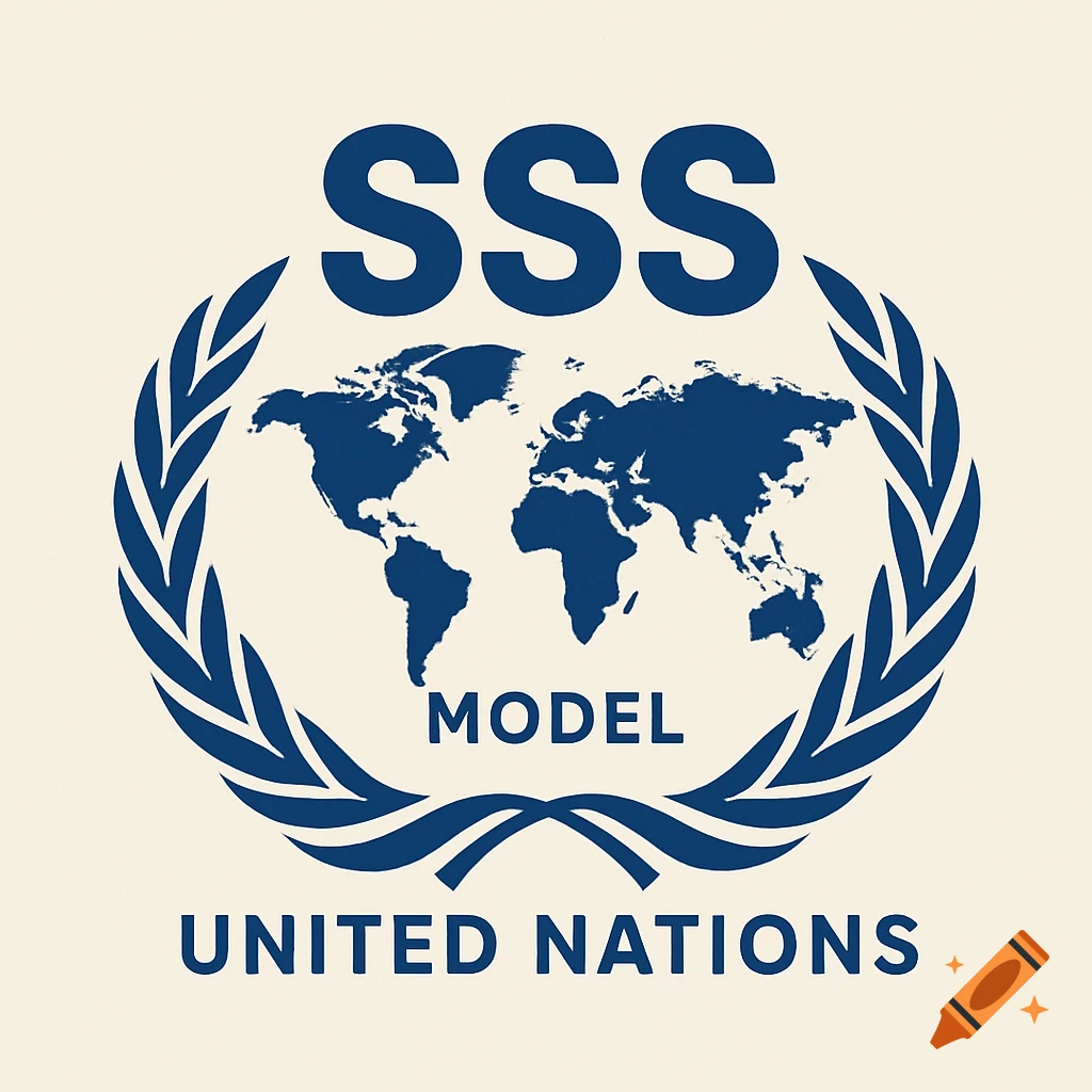 Logo with SSS, Model, and United Nations text, featuring a world map ...