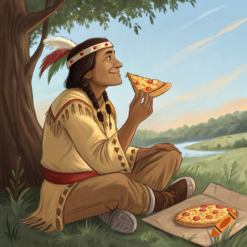 Illustration of a person in traditional Native American clothing ...
