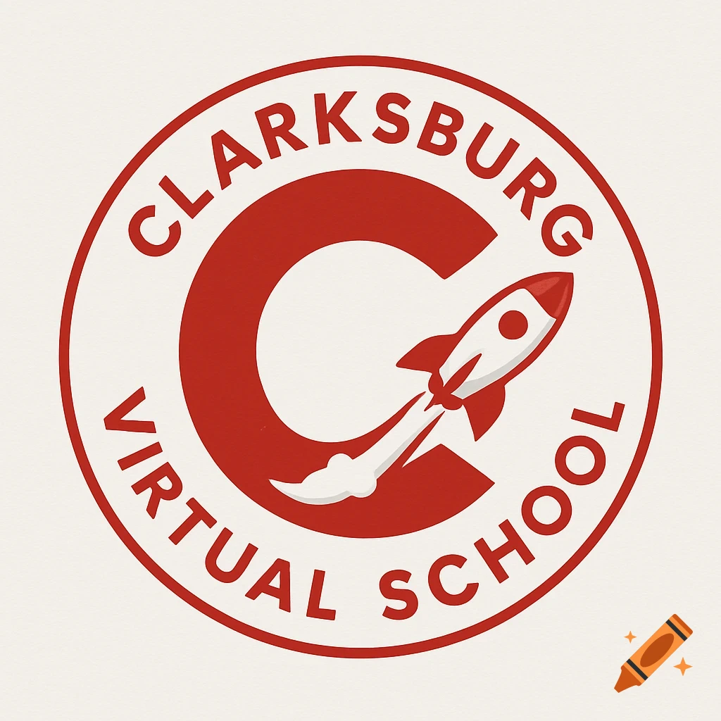 A red circular logo for Clarksburg Virtual School with a rocket ...