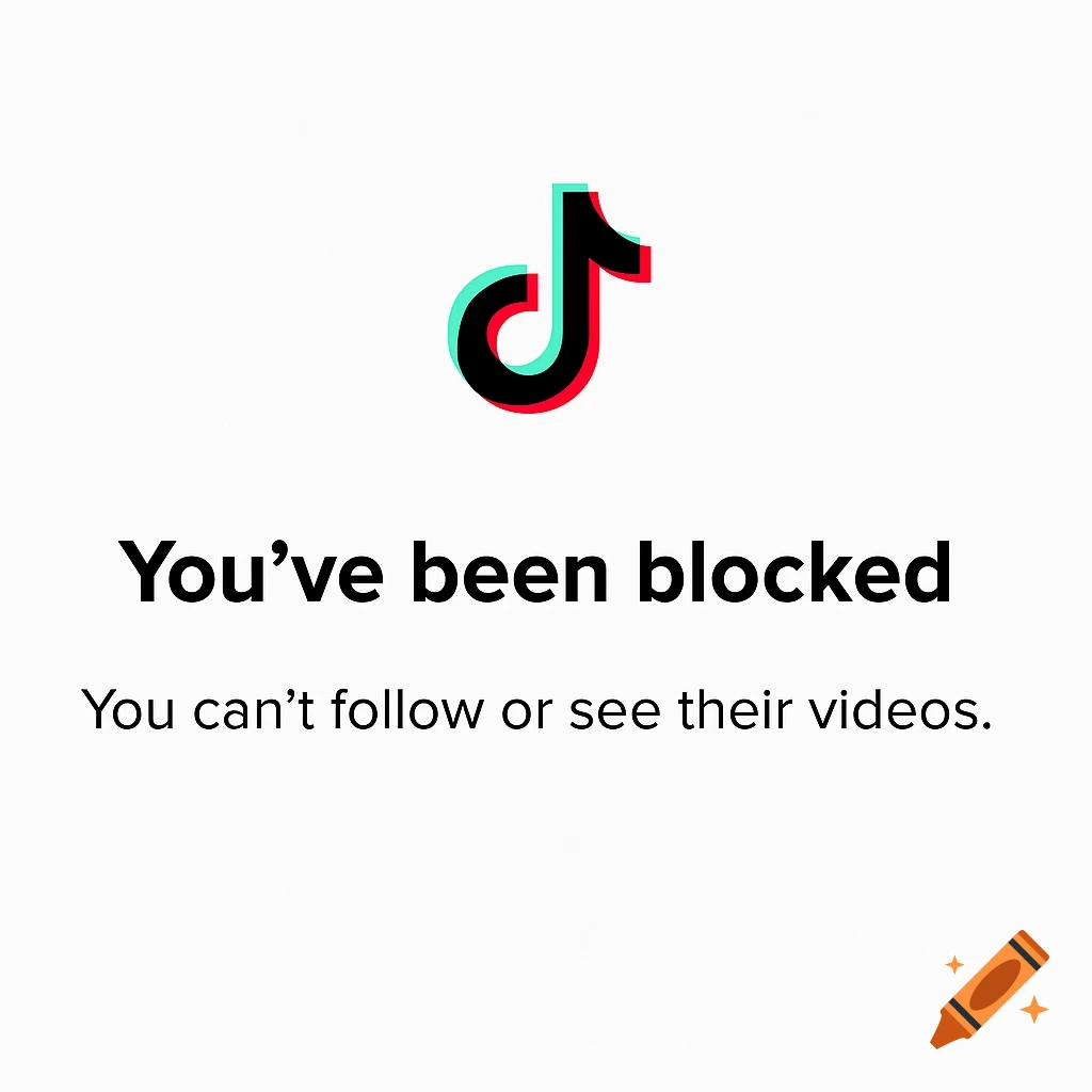 TikTok blocked message screen with logo and text 'You've been blocked ...