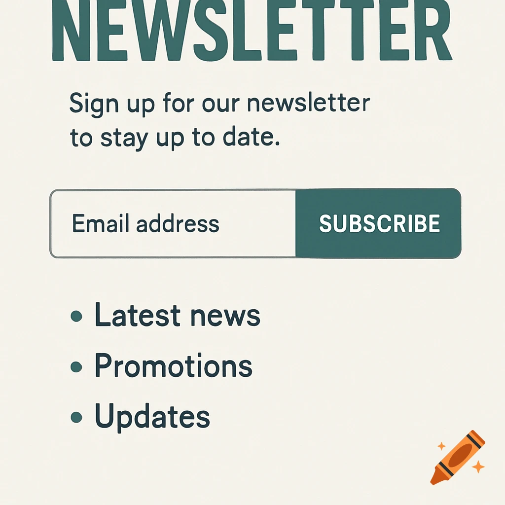 A newsletter sign-up form with email field and subscribe button. on Craiyon