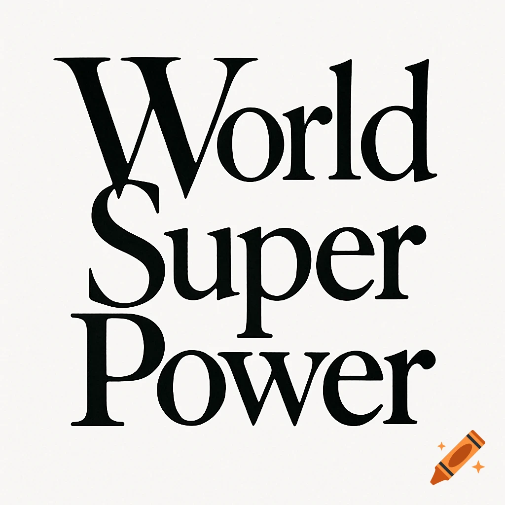 The words "World Super Power" in black serif font on a white background ...