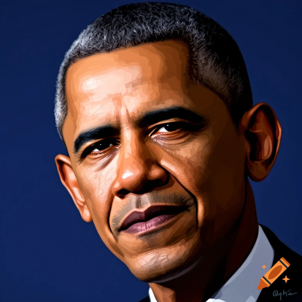 Stylized portrait of Barack Obama against a blue background. on Craiyon