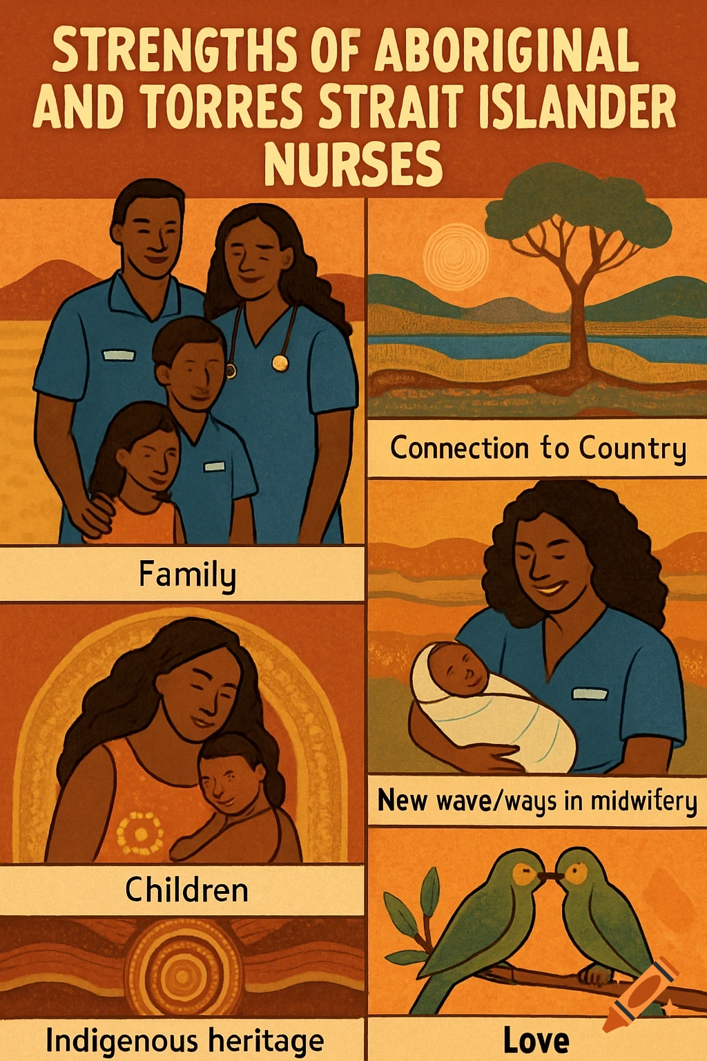 Illustration poster titled "Strengths of Aboriginal and Torres Strait ...