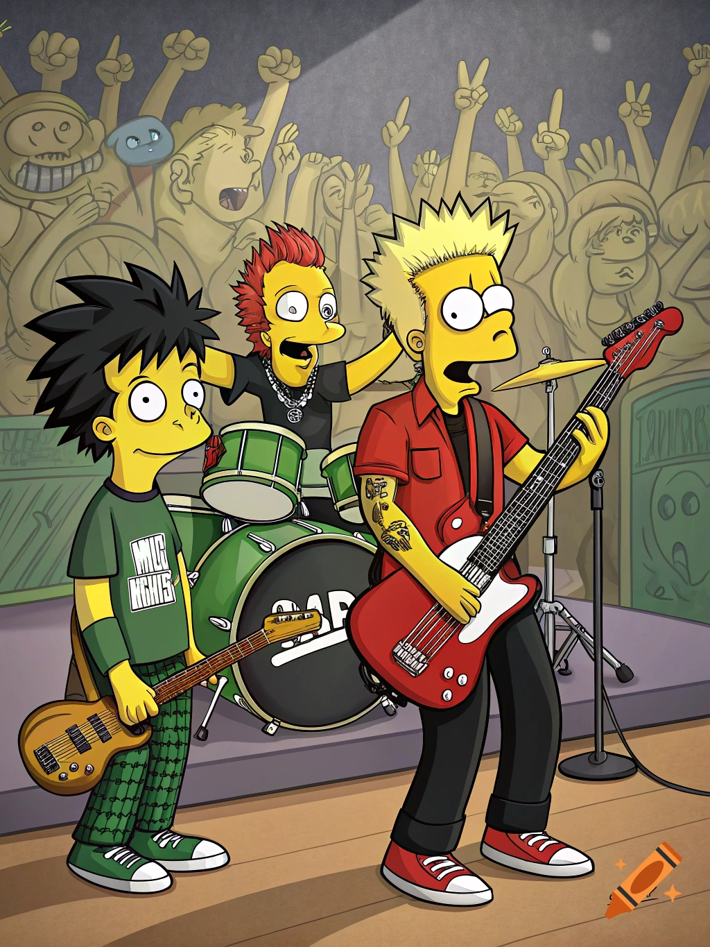 Simpsons-style characters resembling the band Green Day perform on ...