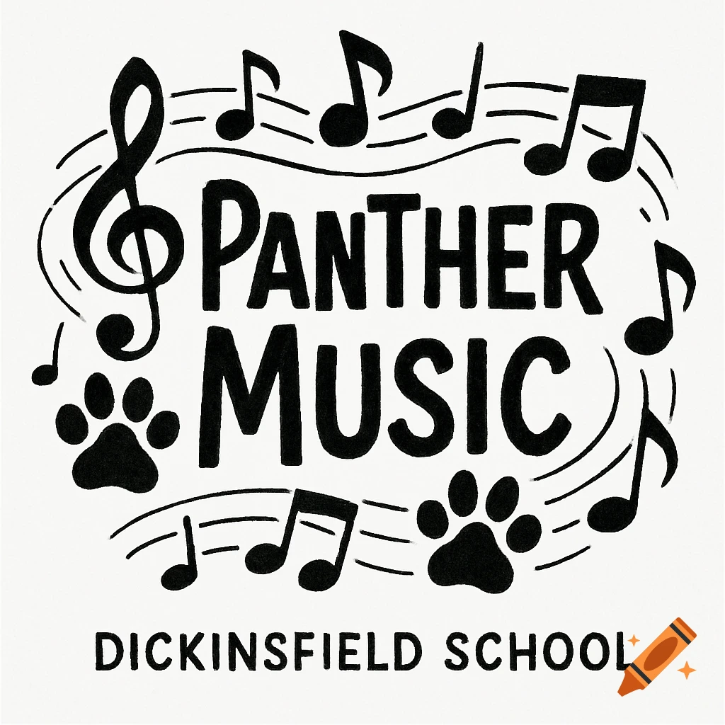 Black and white illustration logo with text 'PANTHER MUSIC' and ...