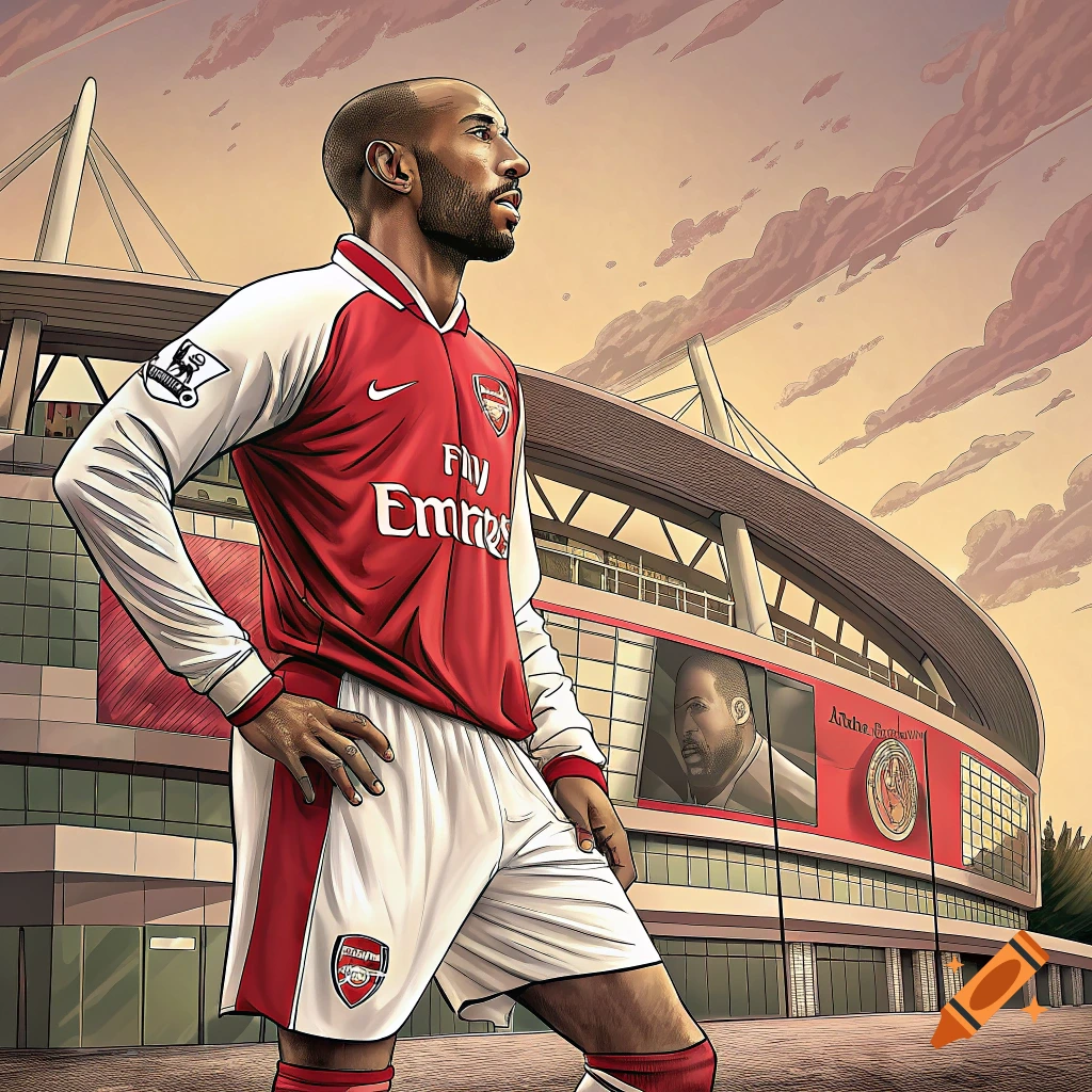 Illustration of Thierry Henry in an Arsenal kit standing in front of a ...