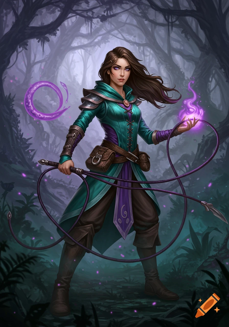 Fantasy character of a female hexblade warlock with brown hair ...