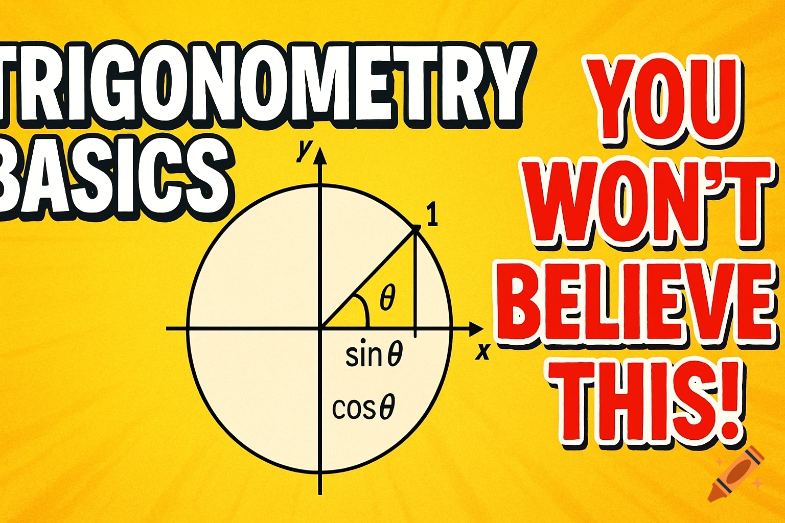 YouTube thumbnail for a trigonometry basics video, showing a unit ...