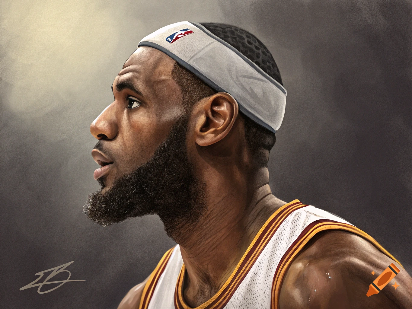 Realistic illustration of Lebron James in a basketball jersey and ...