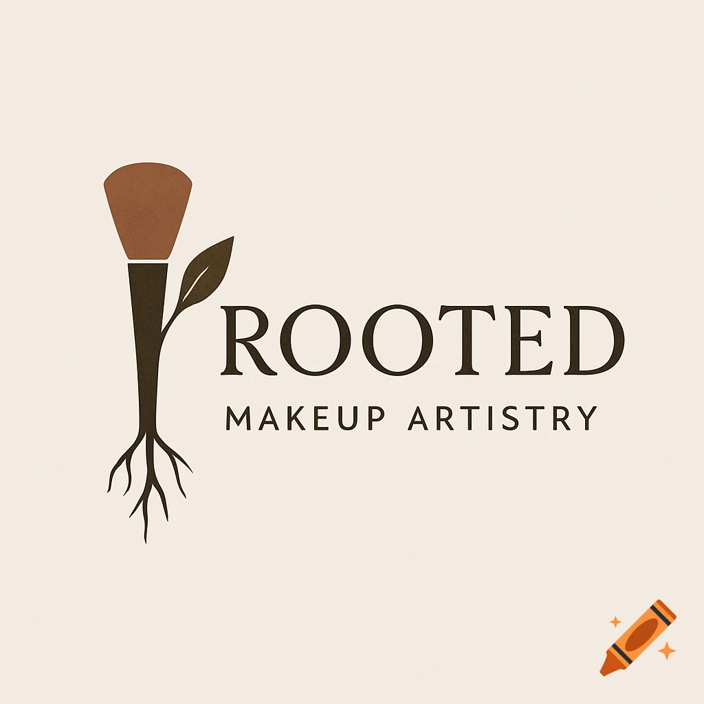 Logo for Rooted Makeup Artistry featuring a makeup brush with roots. on ...