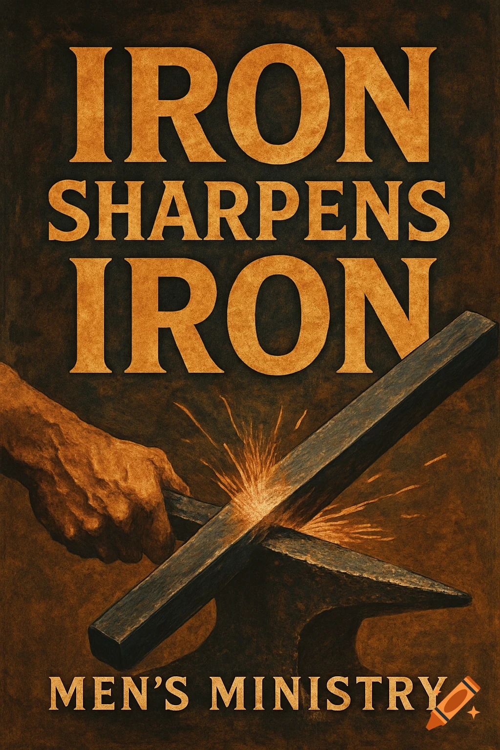 Poster with 'Iron Sharpens Iron Men's Ministry' text and image of ...