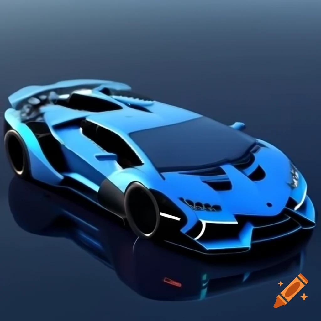 Futuristic sky blue Lamborghini supercar combined with armored stealth ...